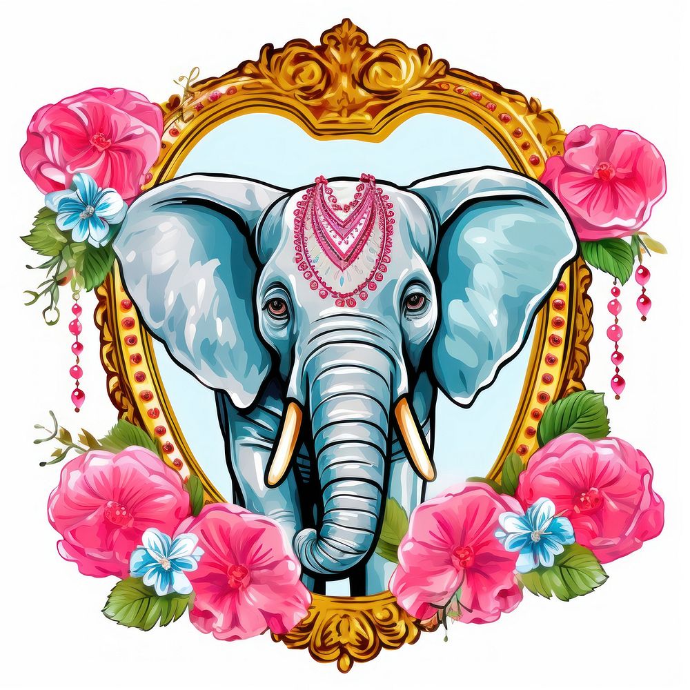 Elephant printable sticker pattern animal | Free Photo Illustration ...