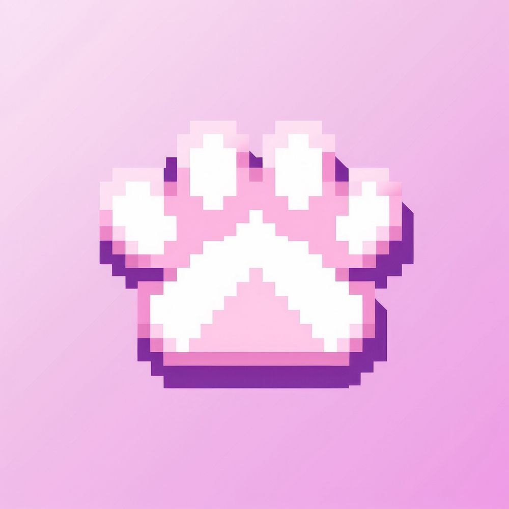 Cat paws pixel purple art | Free Photo Illustration - rawpixel