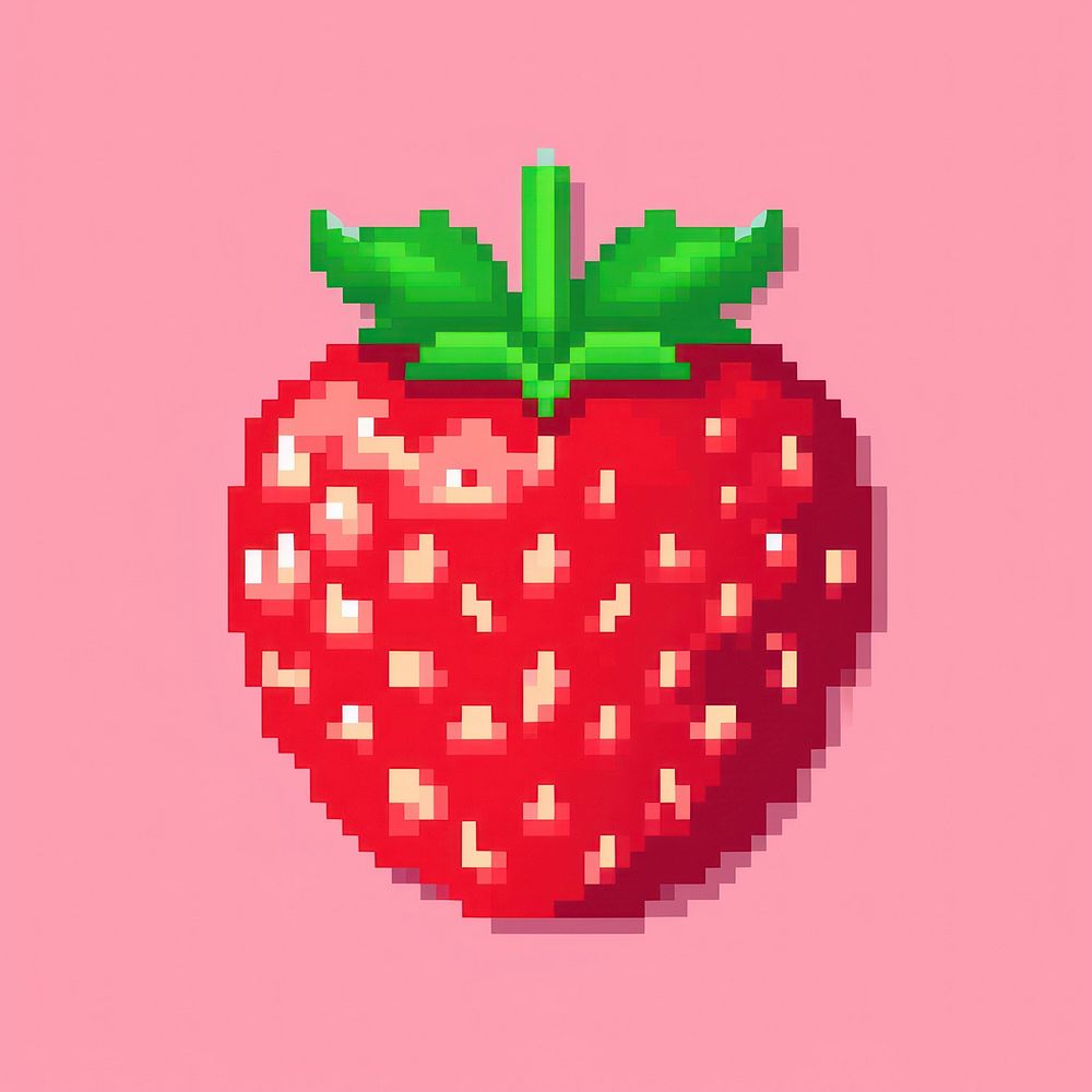 Strawberry pixel raspberry fruit plant | Free Photo Illustration - rawpixel