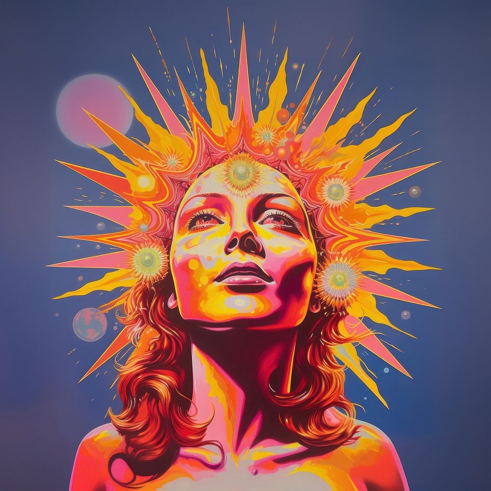 celestial sun art portrait painting | Free Photo Illustration - rawpixel