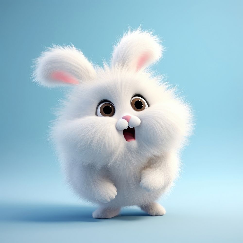 3d fluffy baby rabbit walk | Free Photo Illustration - rawpixel