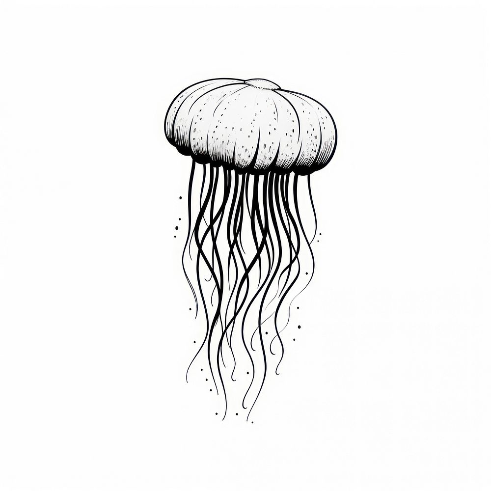 Jellyfish drawing sketch invertebrate. | Free Photo Illustration - rawpixel