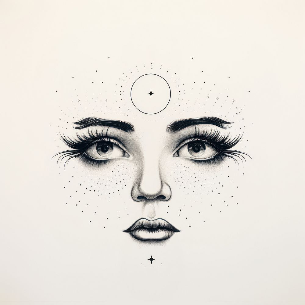 Female face third eye drawing | Premium Photo Illustration - rawpixel