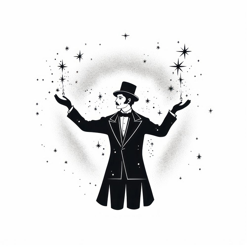 Magician drawing line white background. | Premium Photo Illustration ...