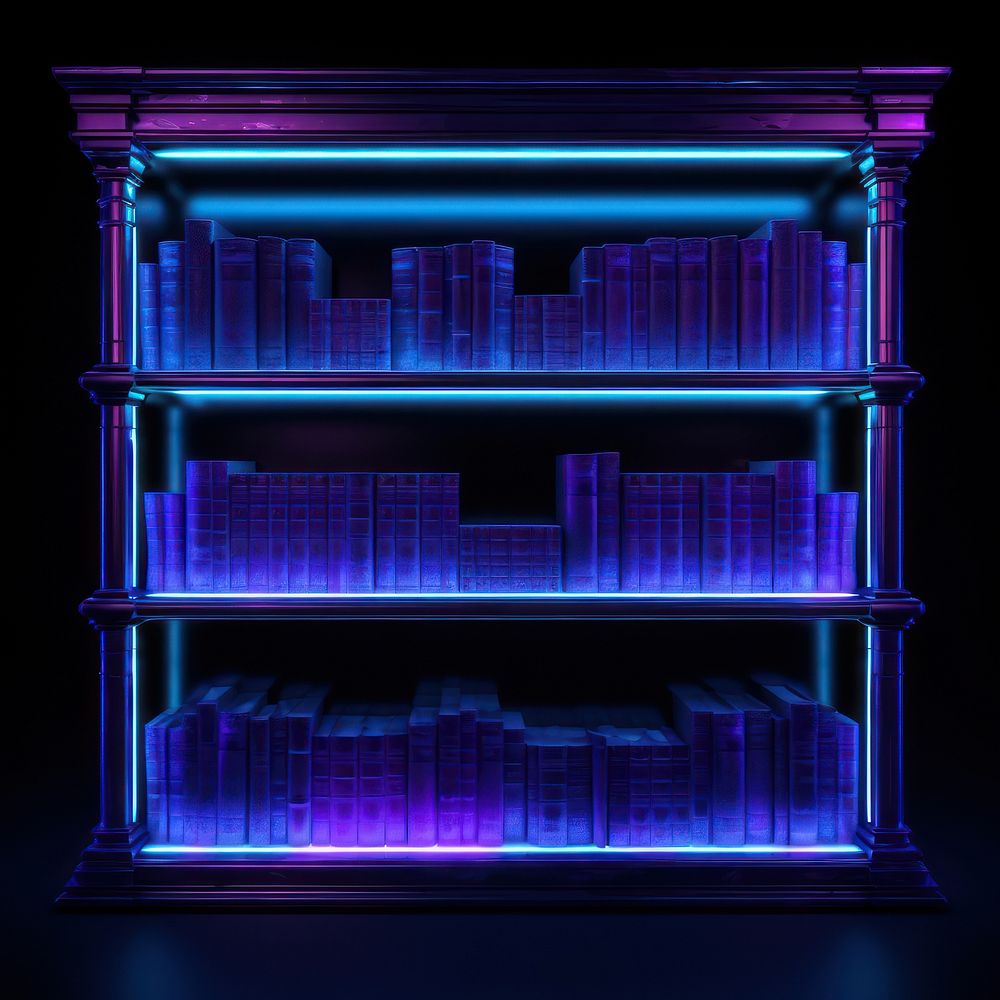 Neon book shelf light lighting | Premium Photo Illustration - rawpixel