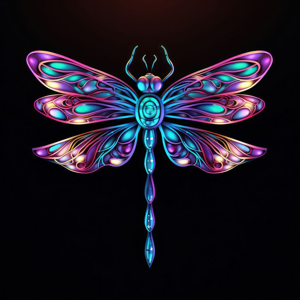 Neon dragonfly purple insect light. | Free Photo Illustration - rawpixel