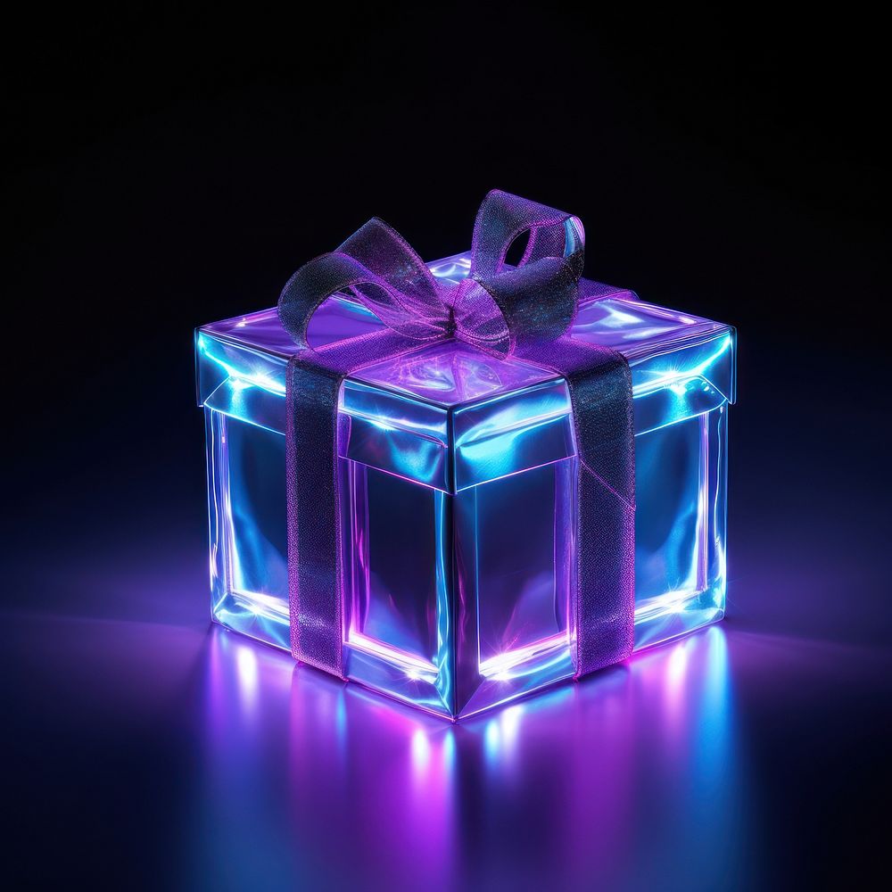 Neon gift box purple light | Free Photo Illustration - rawpixel
