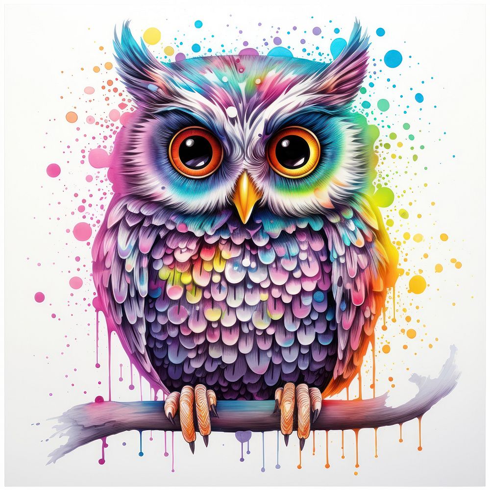 Owl crayon dot art drawing | Premium Photo Illustration - rawpixel
