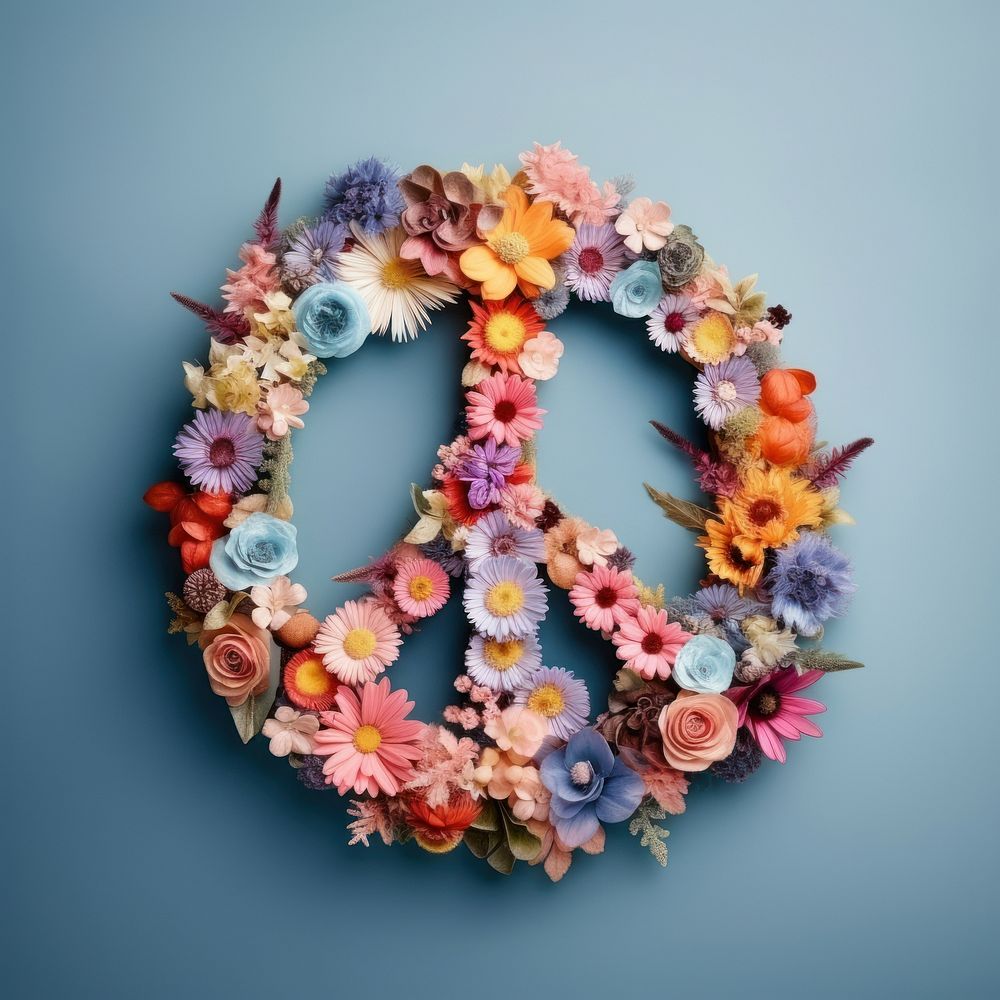 Floral frame Peace Sign flower | Premium Photo Illustration - rawpixel