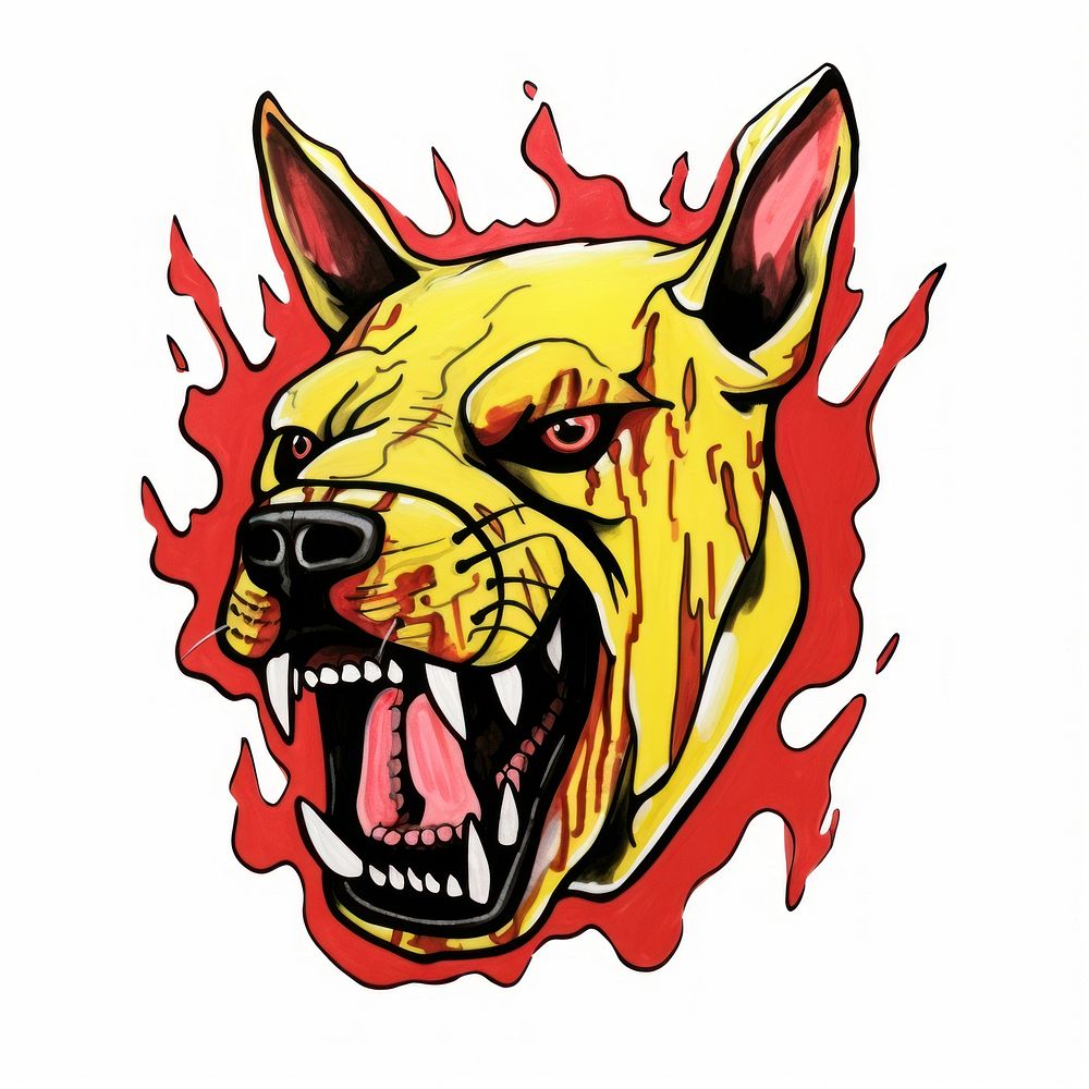 Fierce dog drawing mammal art. | Free Photo Illustration - rawpixel