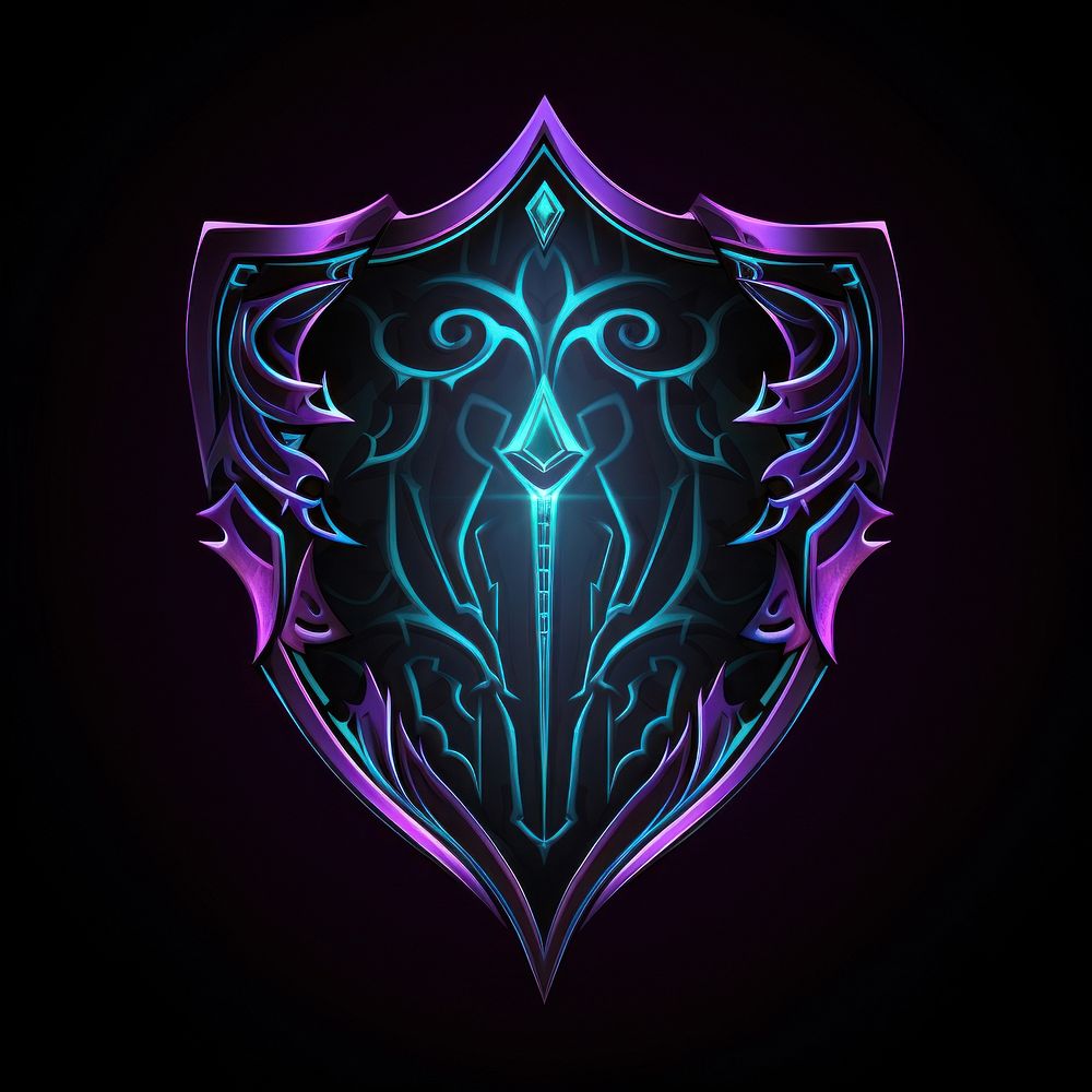 Shield shield neon black background. | Free Photo Illustration - rawpixel