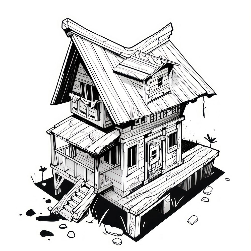 Outline sketching illustration House architecture | Free Photo ...