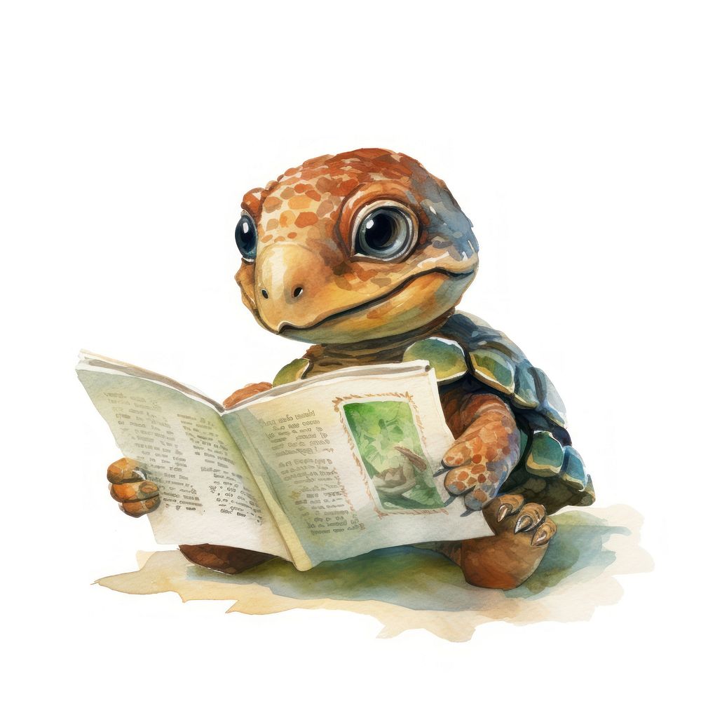 Tortoise reading newspaper animal wildlife | Free Photo Illustration ...