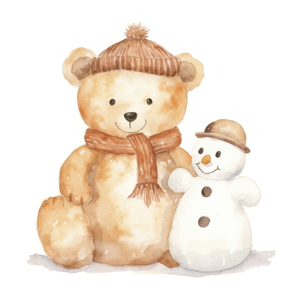 Teddy bear snowman winter white. | Free Photo Illustration - rawpixel
