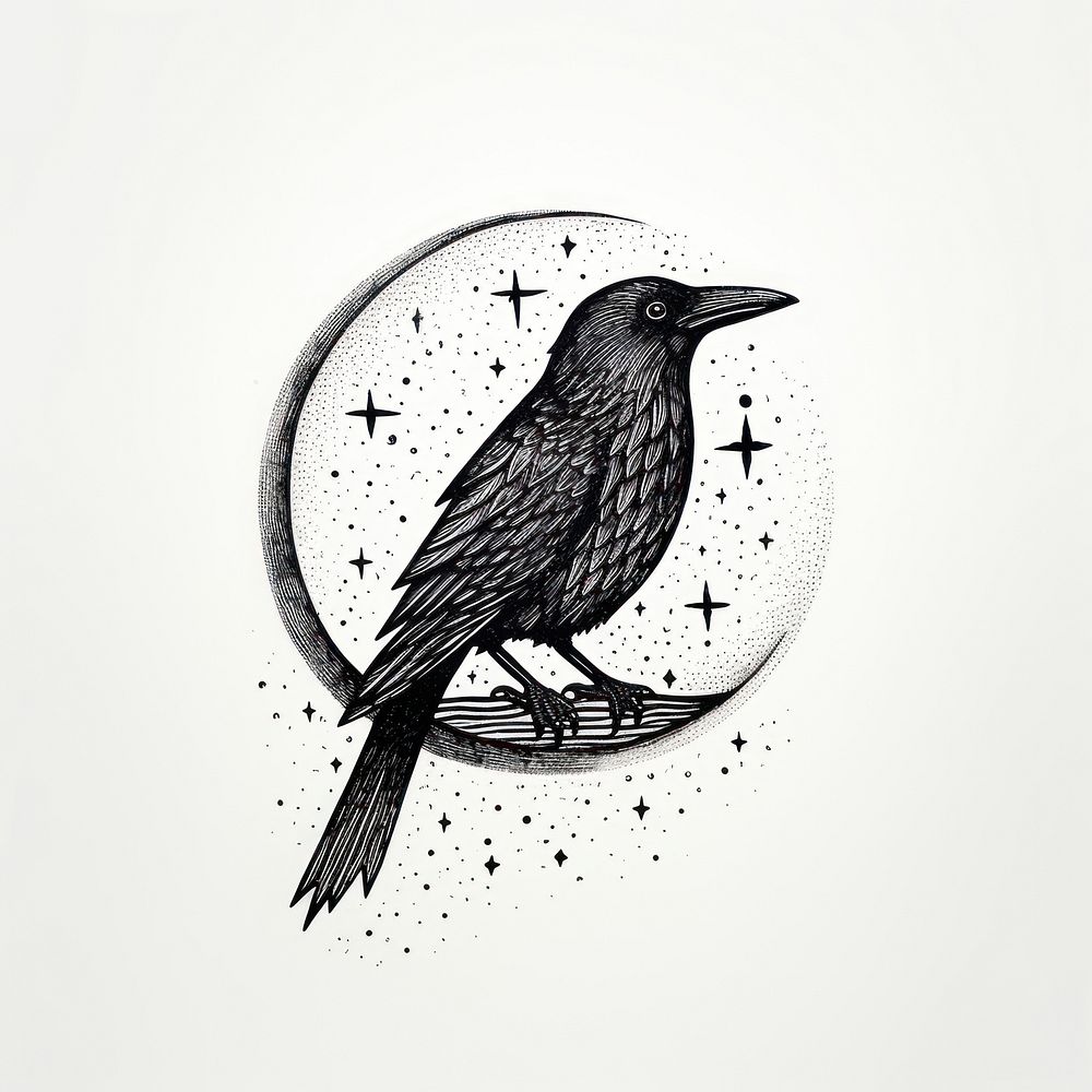 Crow drawing animal bird. | Premium Photo Illustration - rawpixel