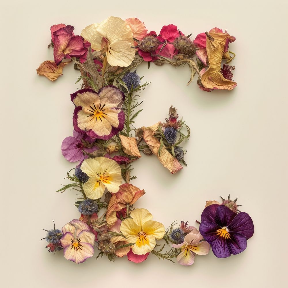 Alphabet E font flower art | Premium Photo - rawpixel