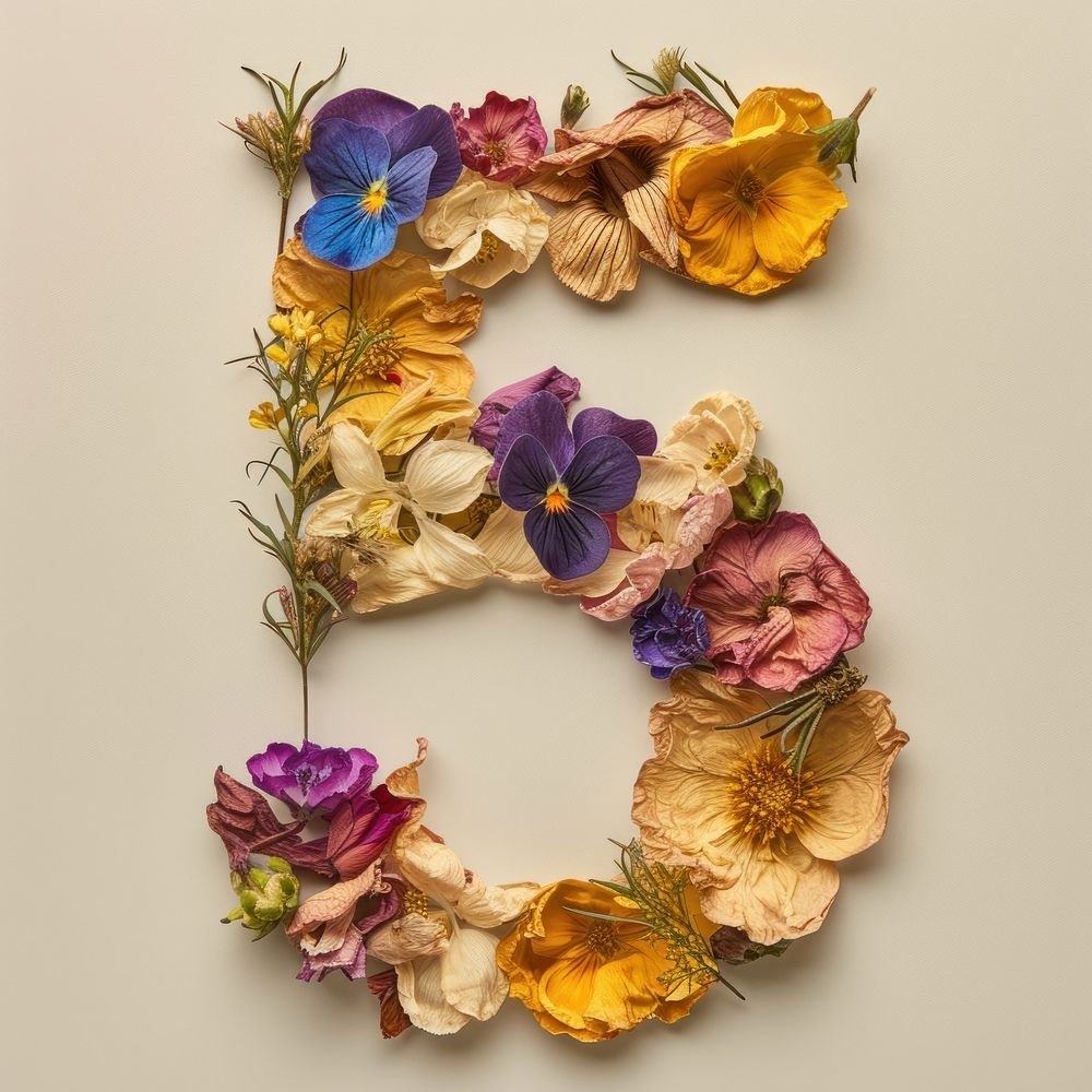 Alphabet Number 5 font flower | Free Photo - rawpixel