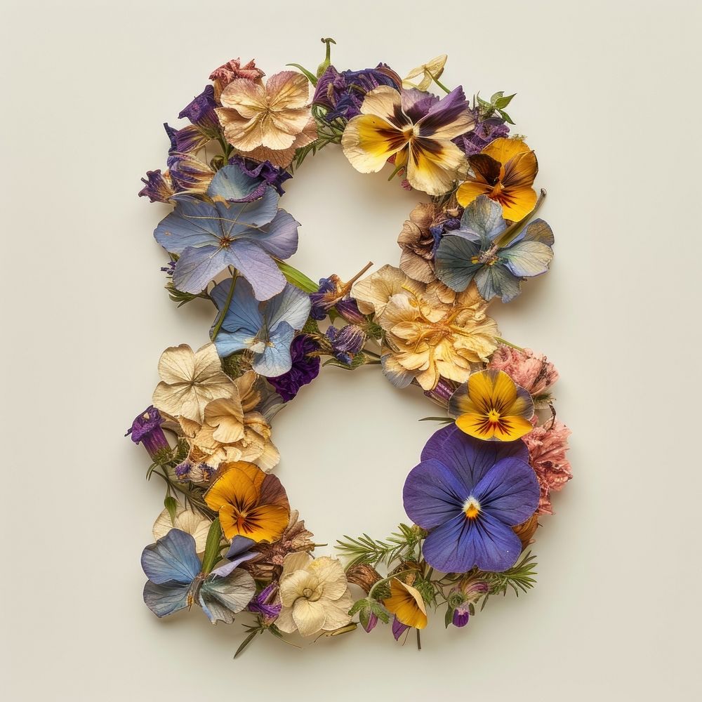 Alphabet Number 8 font flower | Premium Photo - rawpixel