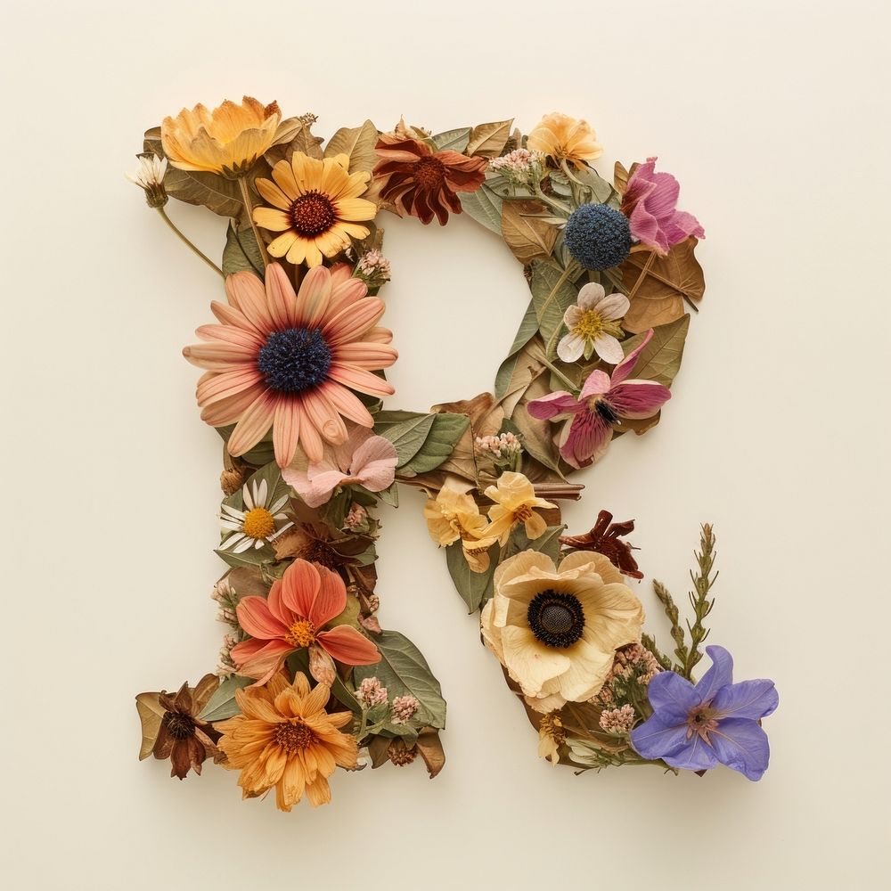 Alphabet R font flower art | Premium Photo - rawpixel