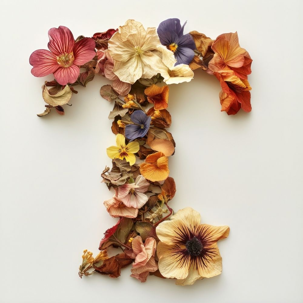 Alphabet T font flower art | Free Photo - rawpixel