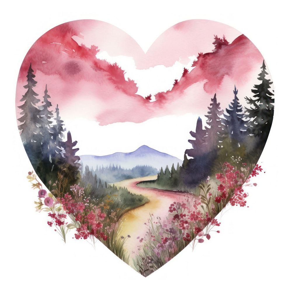 Heart landscape painting plant. | Premium Photo Illustration - rawpixel