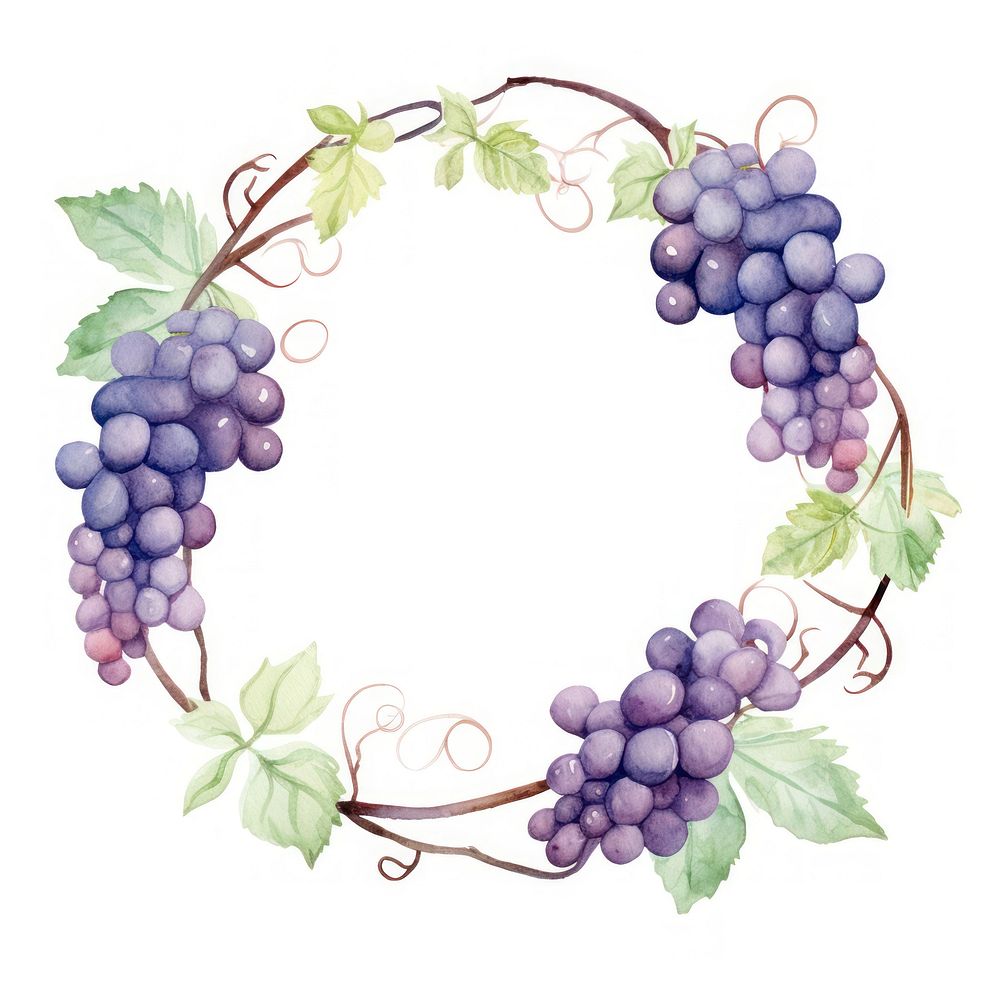 Grape vines frame watercolor grapes | Free Photo Illustration - rawpixel