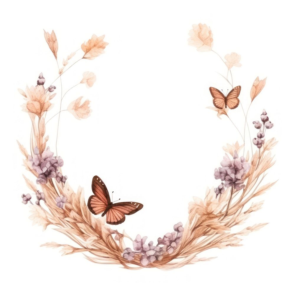 Moths border watercolor flower pattern | Free Photo Illustration - rawpixel