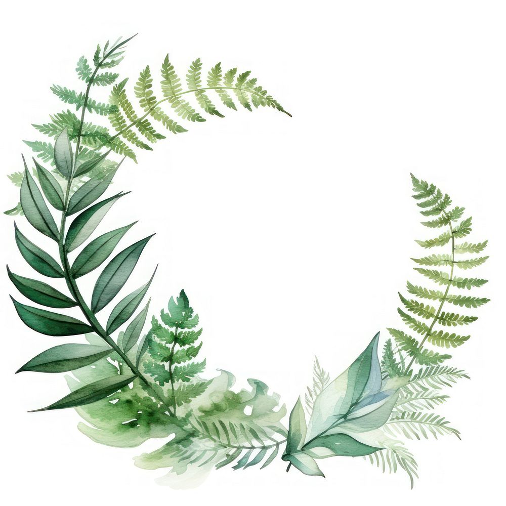 Fern border watercolor wreath plant | Free Photo Illustration - rawpixel