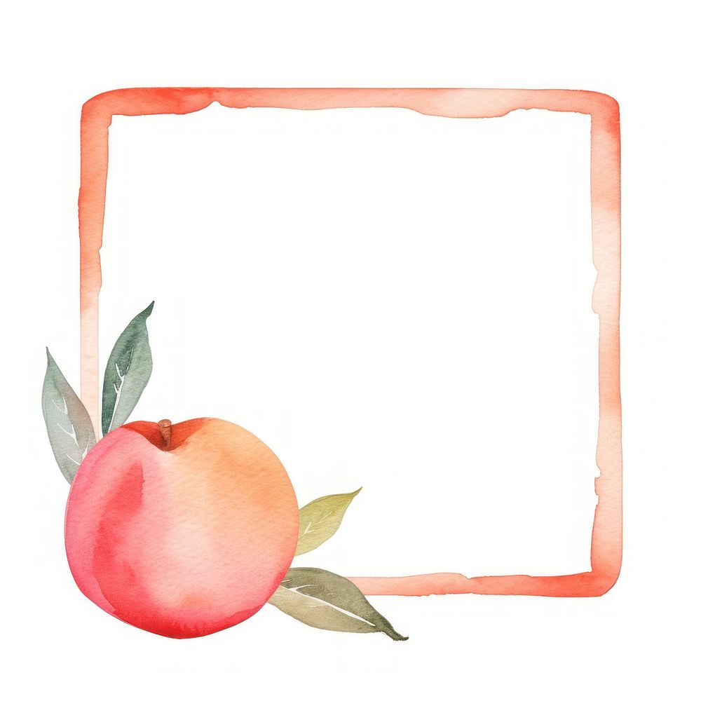 Peach frame watercolor fruit plant | Free Photo Illustration - rawpixel