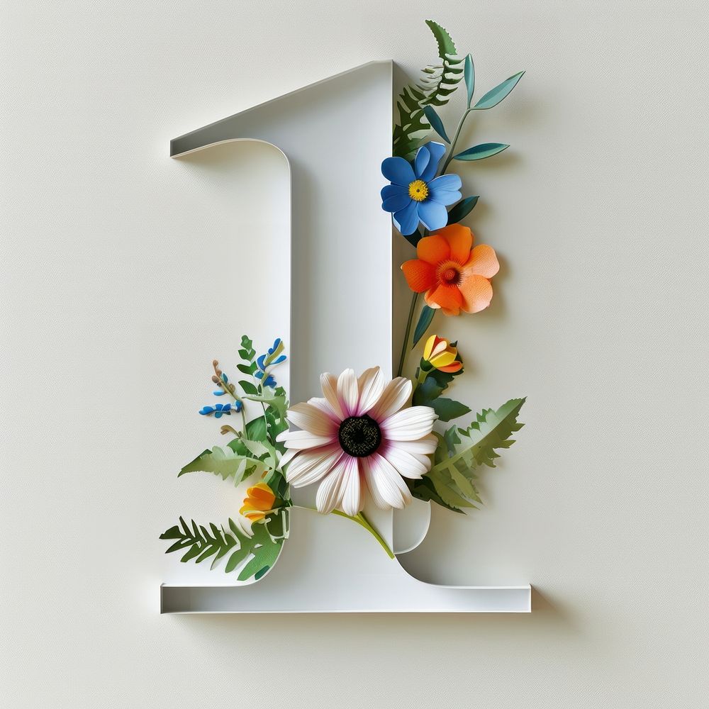 Letter Number 1 font flower | Free Photo - rawpixel