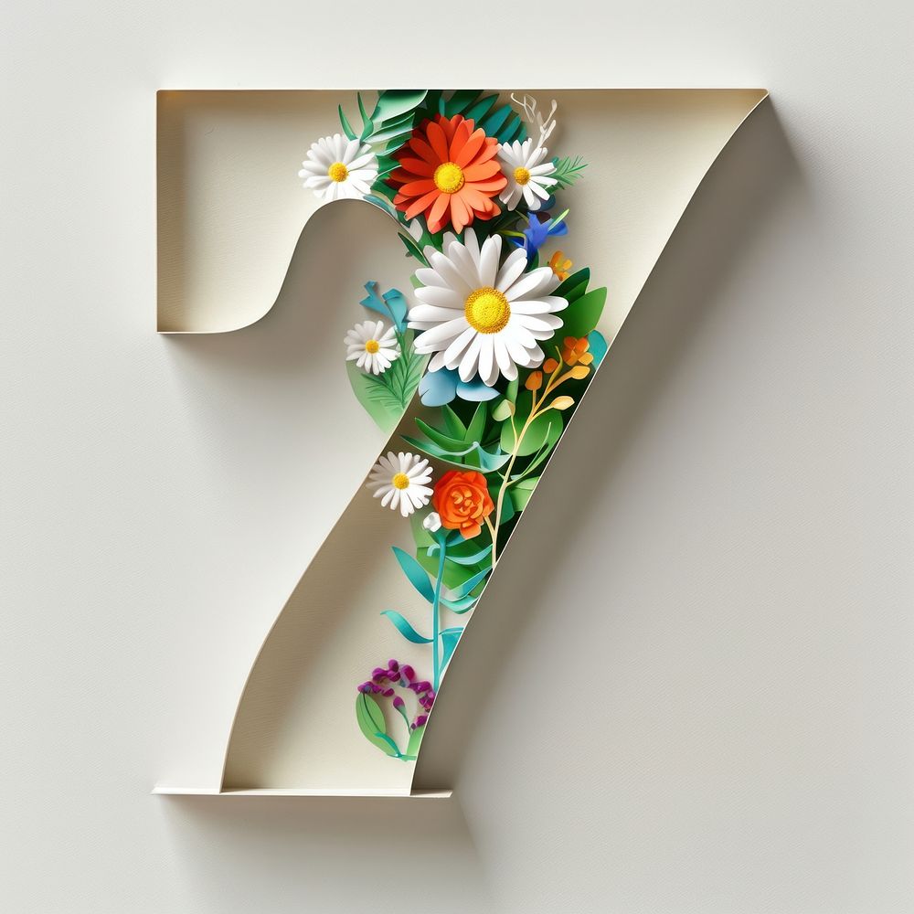 Letter number 7 font flower | Free Photo - rawpixel