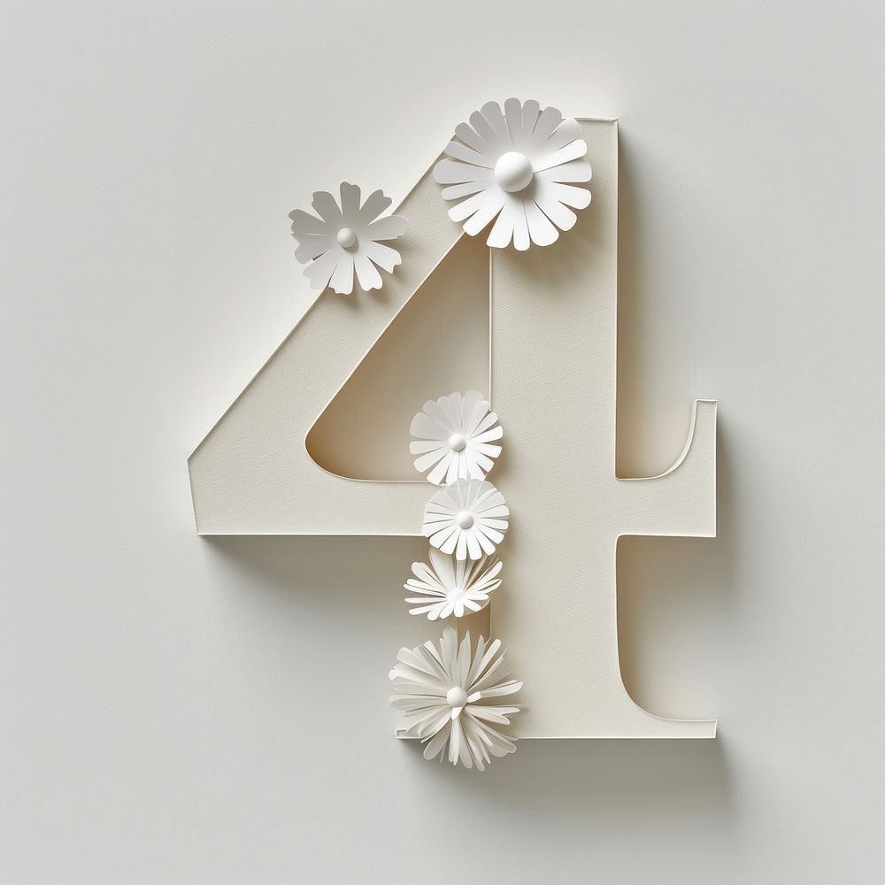 Letter number 4 font flower | Free Photo - rawpixel