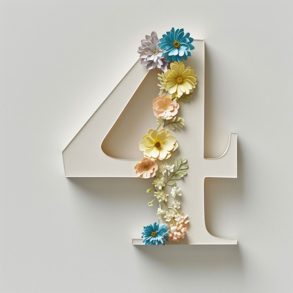 Letter number 4 font flower | Free Photo - rawpixel