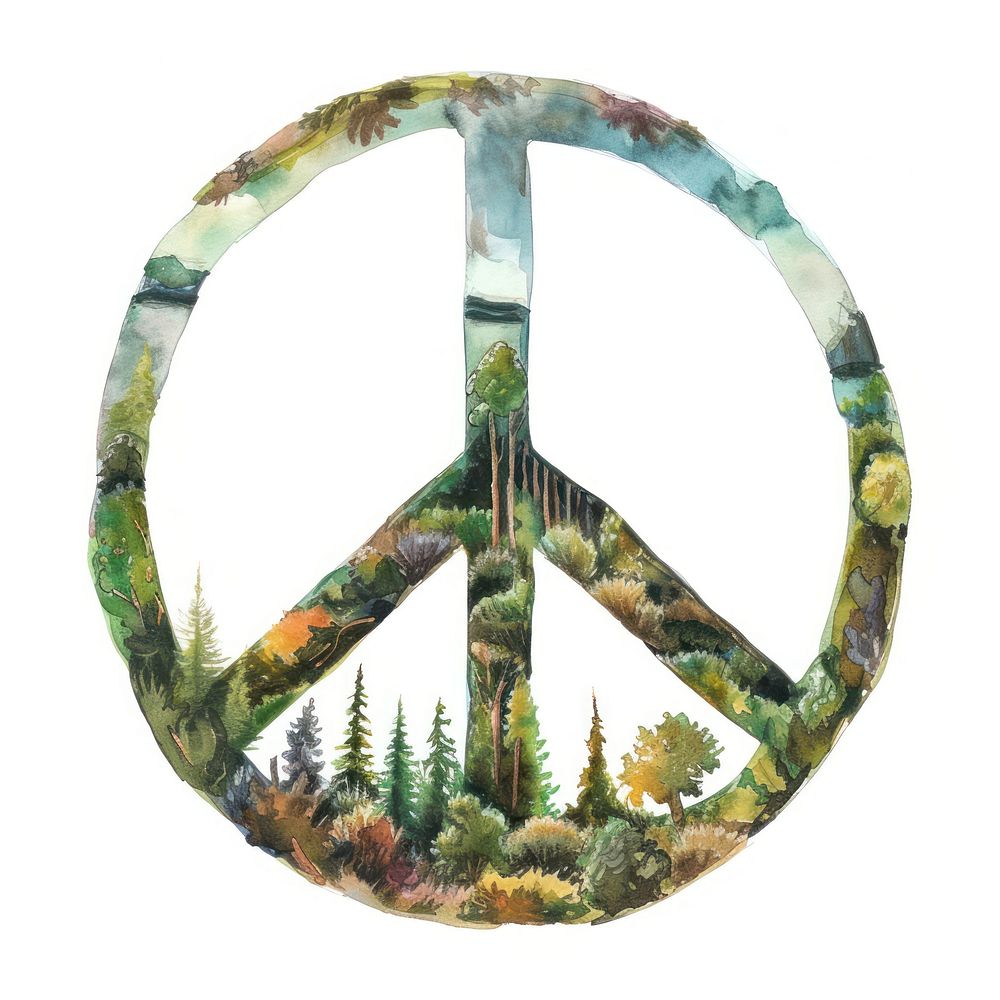 Peace Sign watercolor Forest shape | Premium Photo Illustration - rawpixel