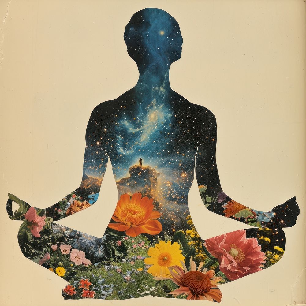 Collage silhouette woman spirituality painting | Premium Photo ...