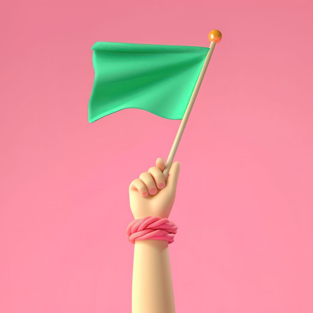 Girl hand holding green flag | Premium Photo Illustration - rawpixel