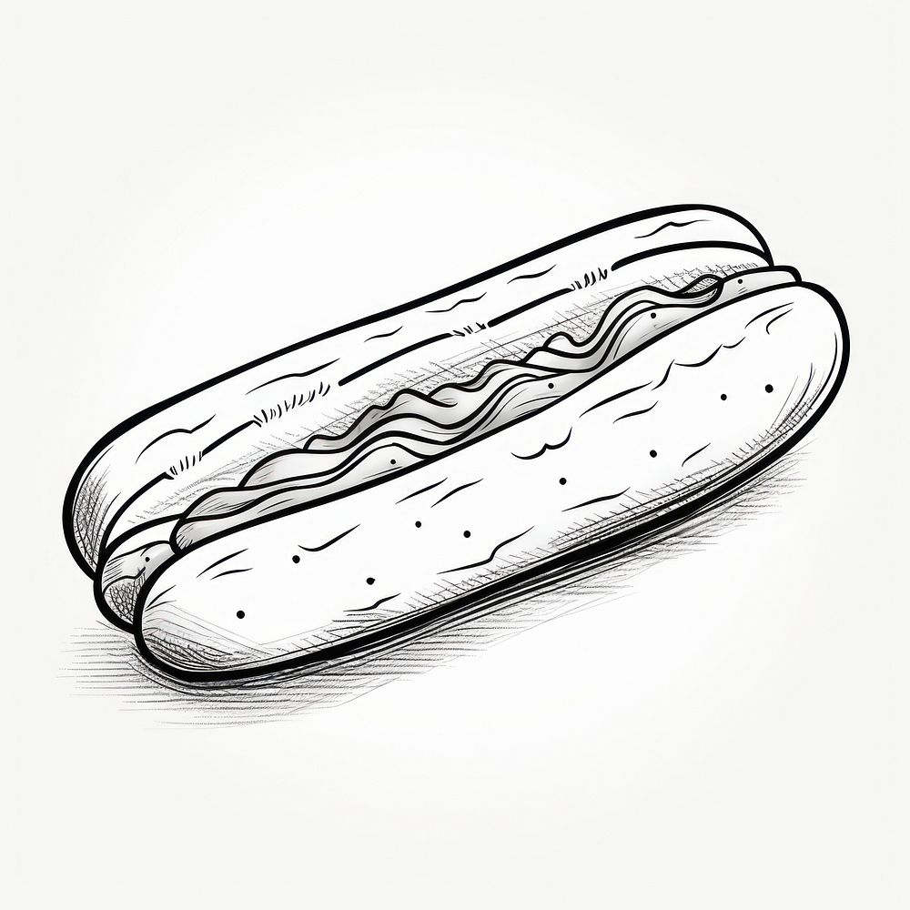 Hot dog sketch drawing food. | Free Photo Illustration - rawpixel