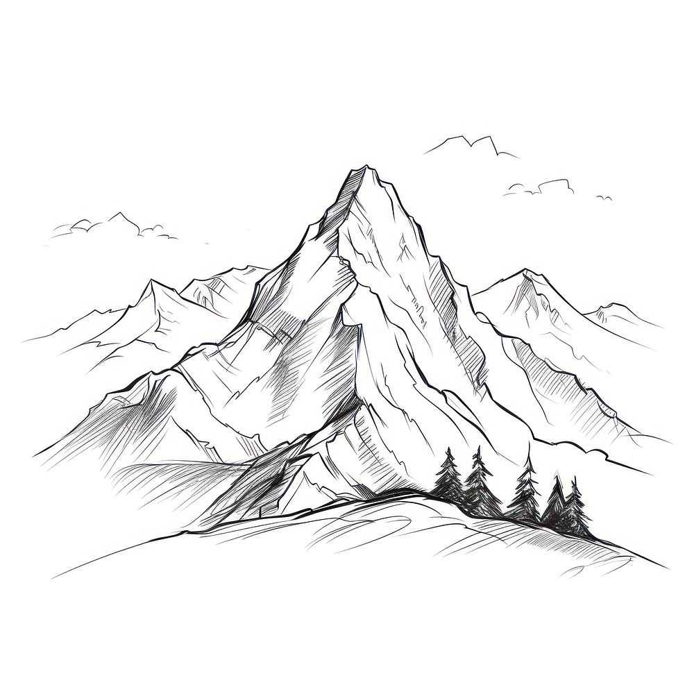 Mountain peak sketch outdoors drawing. | Premium Photo Illustration ...