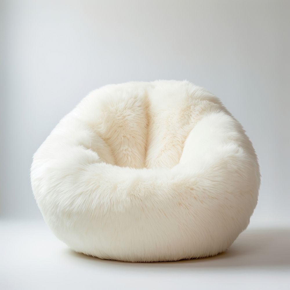 Fluffy bean bag chair white | Free Photo - rawpixel