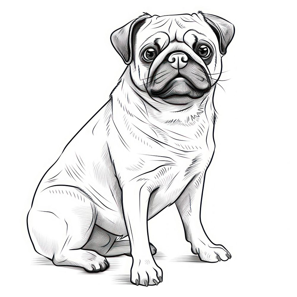 Pug sketch drawing animal. | Premium Photo Illustration - rawpixel