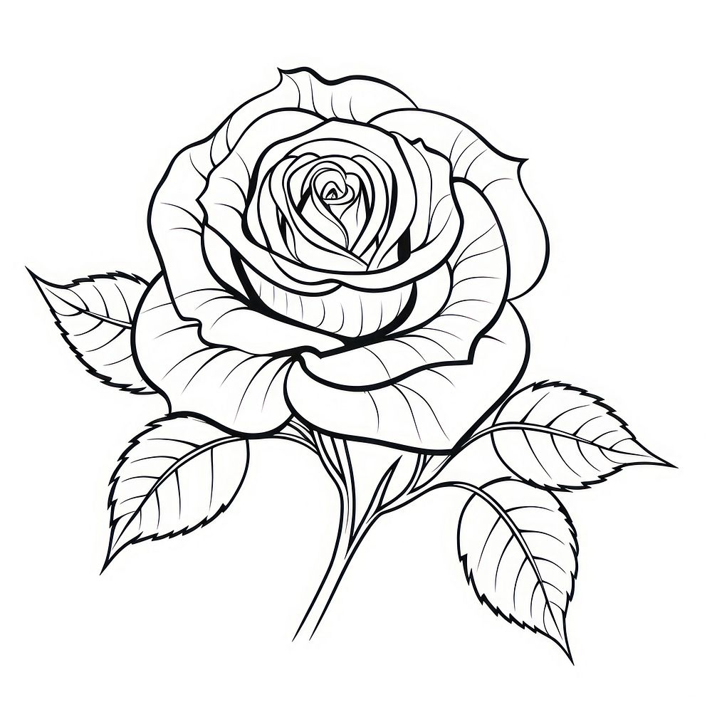 Rose sketch drawing flower. | Free Photo Illustration - rawpixel