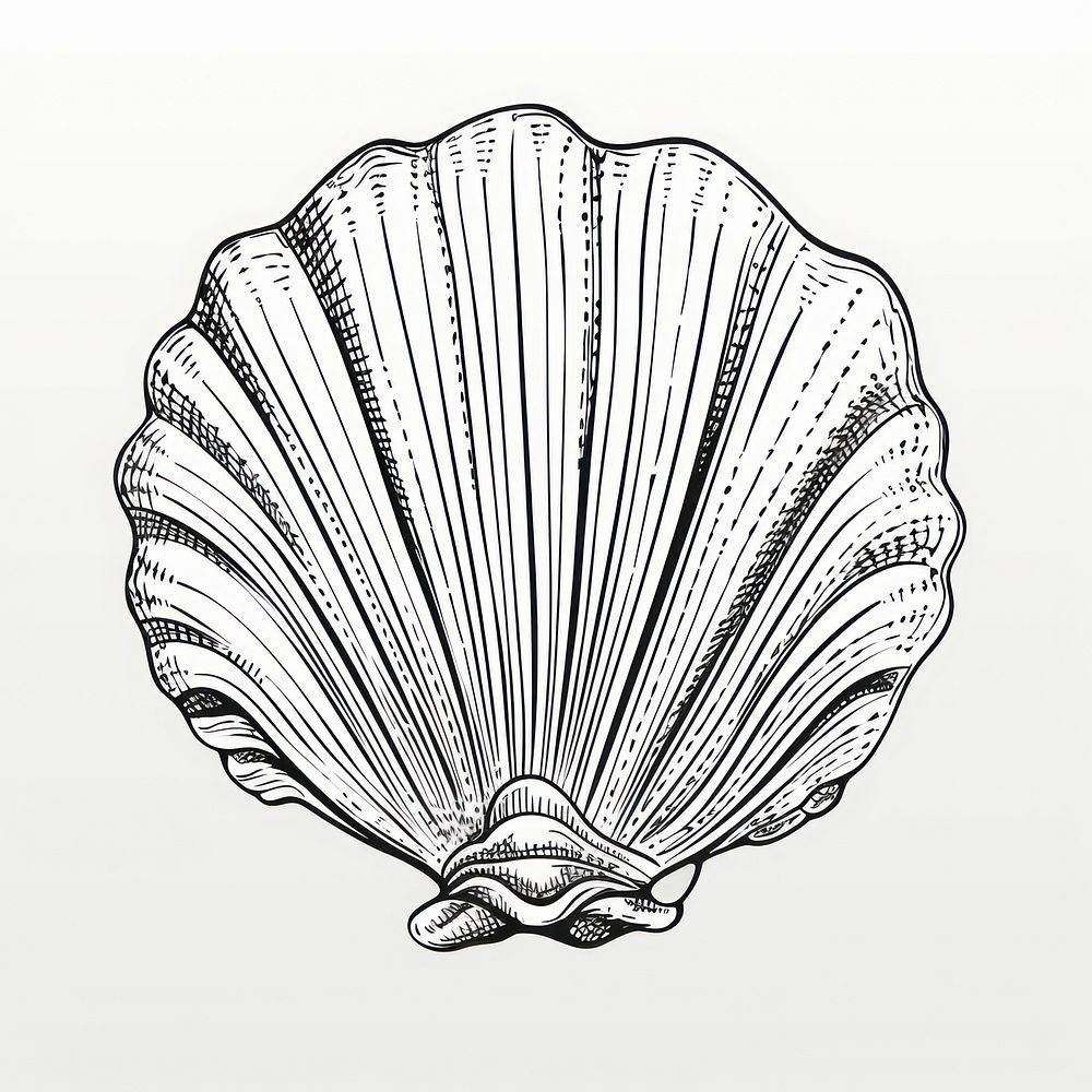 Shell sketch clam invertebrate. | Free Photo Illustration - rawpixel