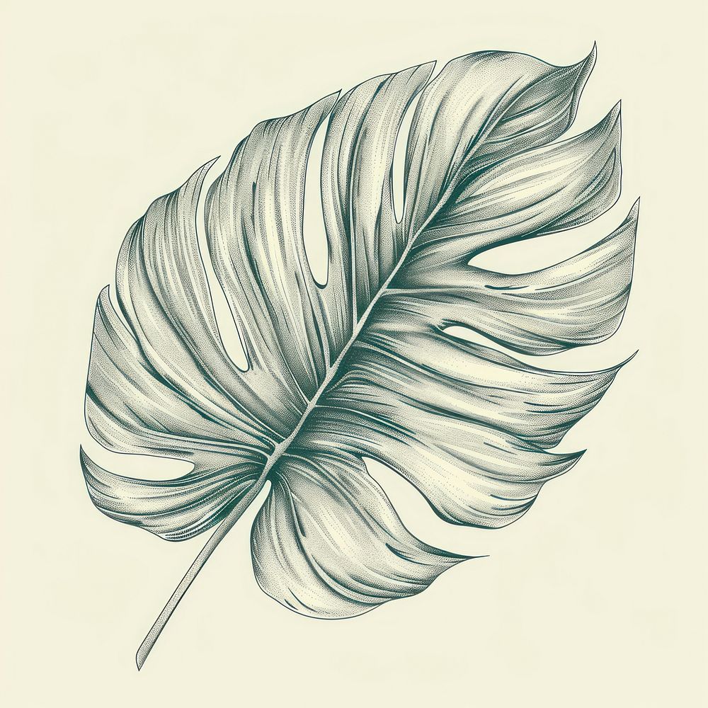 Tropical leave drawing sketch plant | Free Photo Illustration - rawpixel