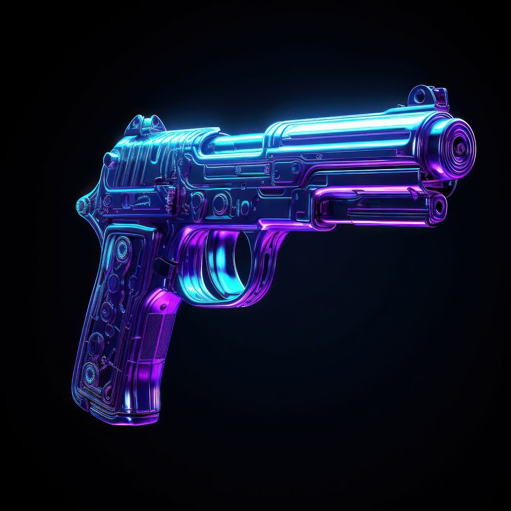 Neon gun handgun weapon black | Premium Photo Illustration - rawpixel