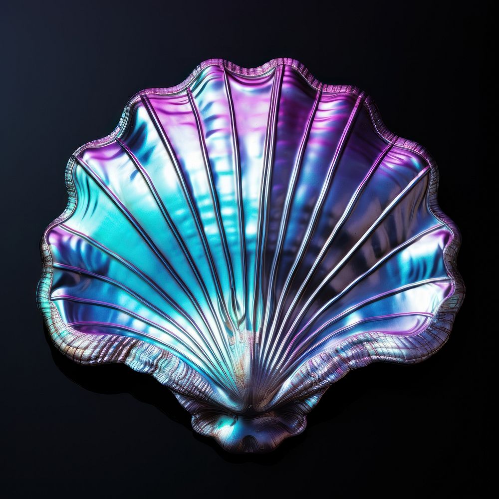 Shell silver black background invertebrate. | Premium Photo ...