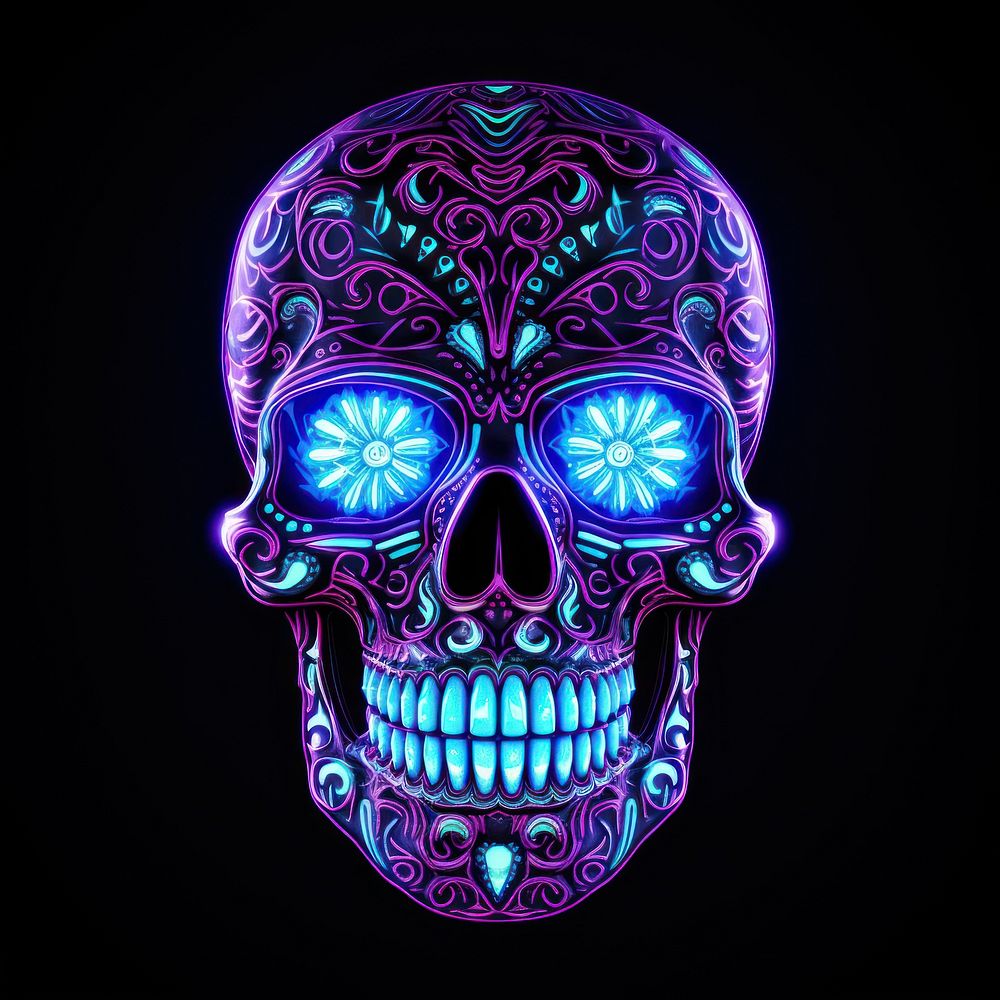 Neon skull pattern purple light. | Premium Photo Illustration - rawpixel