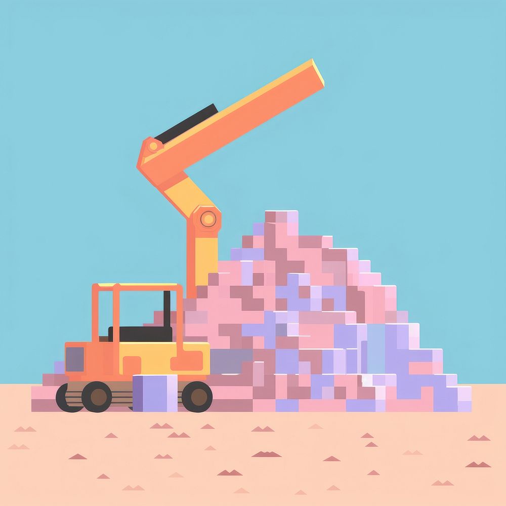 Construction site pixel machinery equipment. | Free Photo Illustration ...