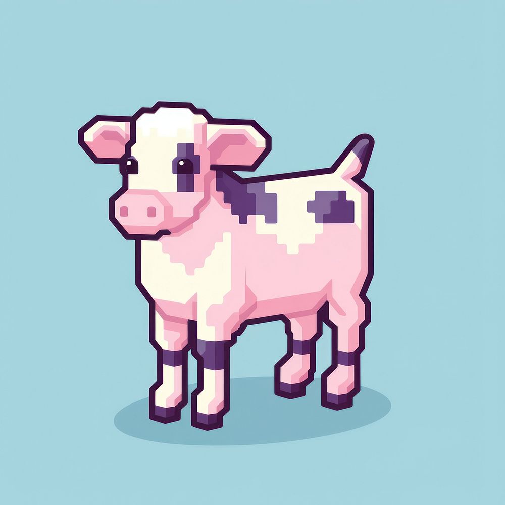 Cow pixel livestock animal mammal. | Free Photo Illustration - rawpixel