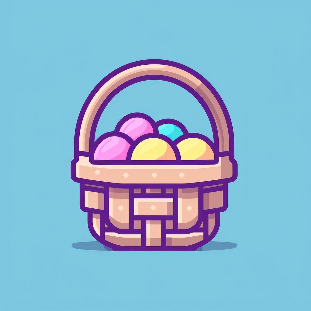 Easter egg basket pixel purple | Free Photo Illustration - rawpixel