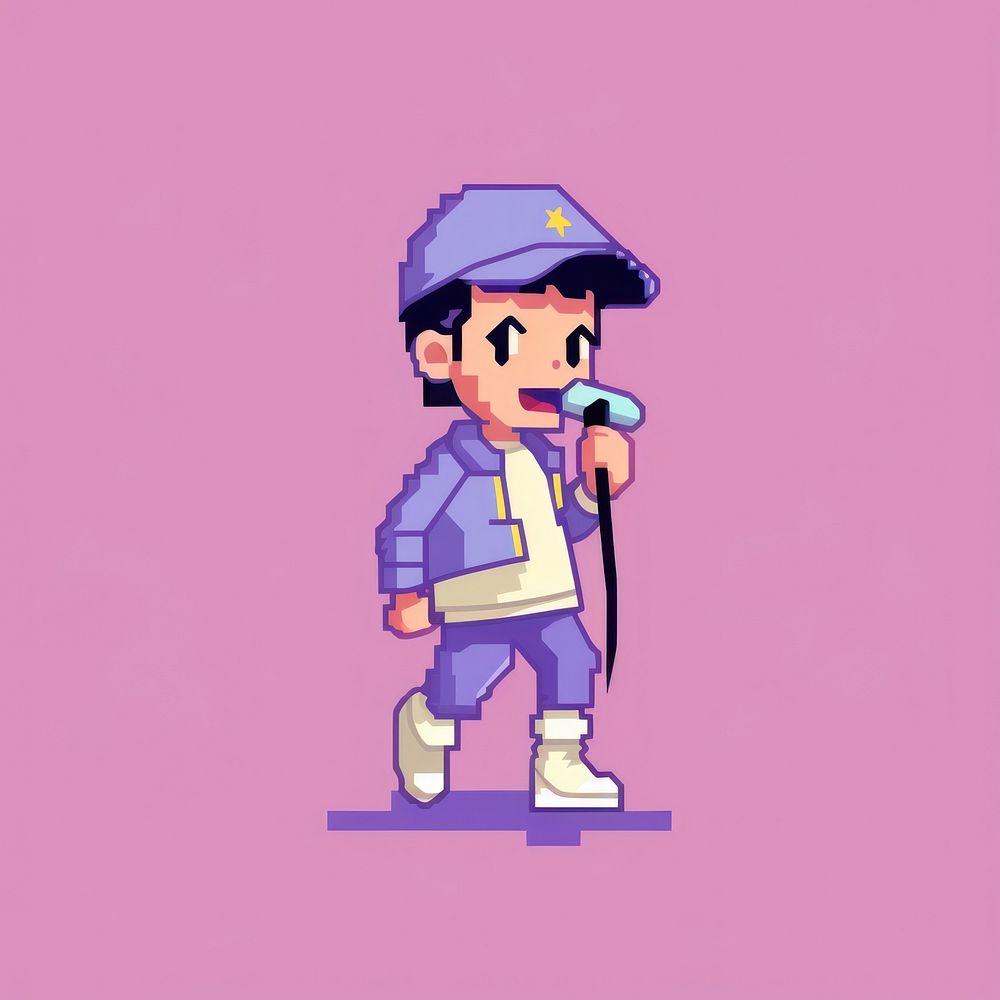 Singer pixel cartoon purple technology. | Premium Photo Illustration ...